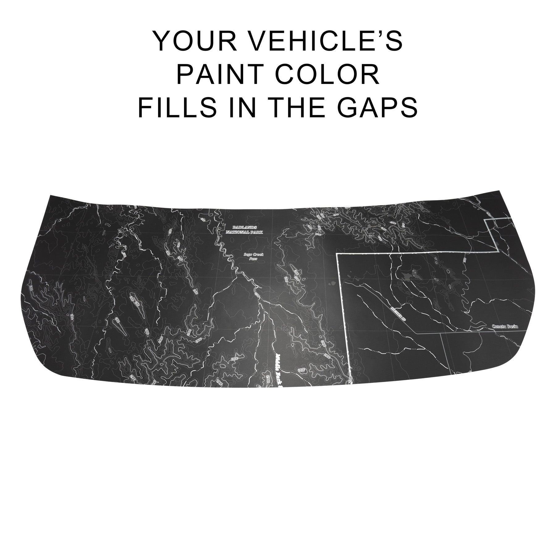 Stealth Black Badlands Topographic Map Hood Overlay (Printed Series ...
